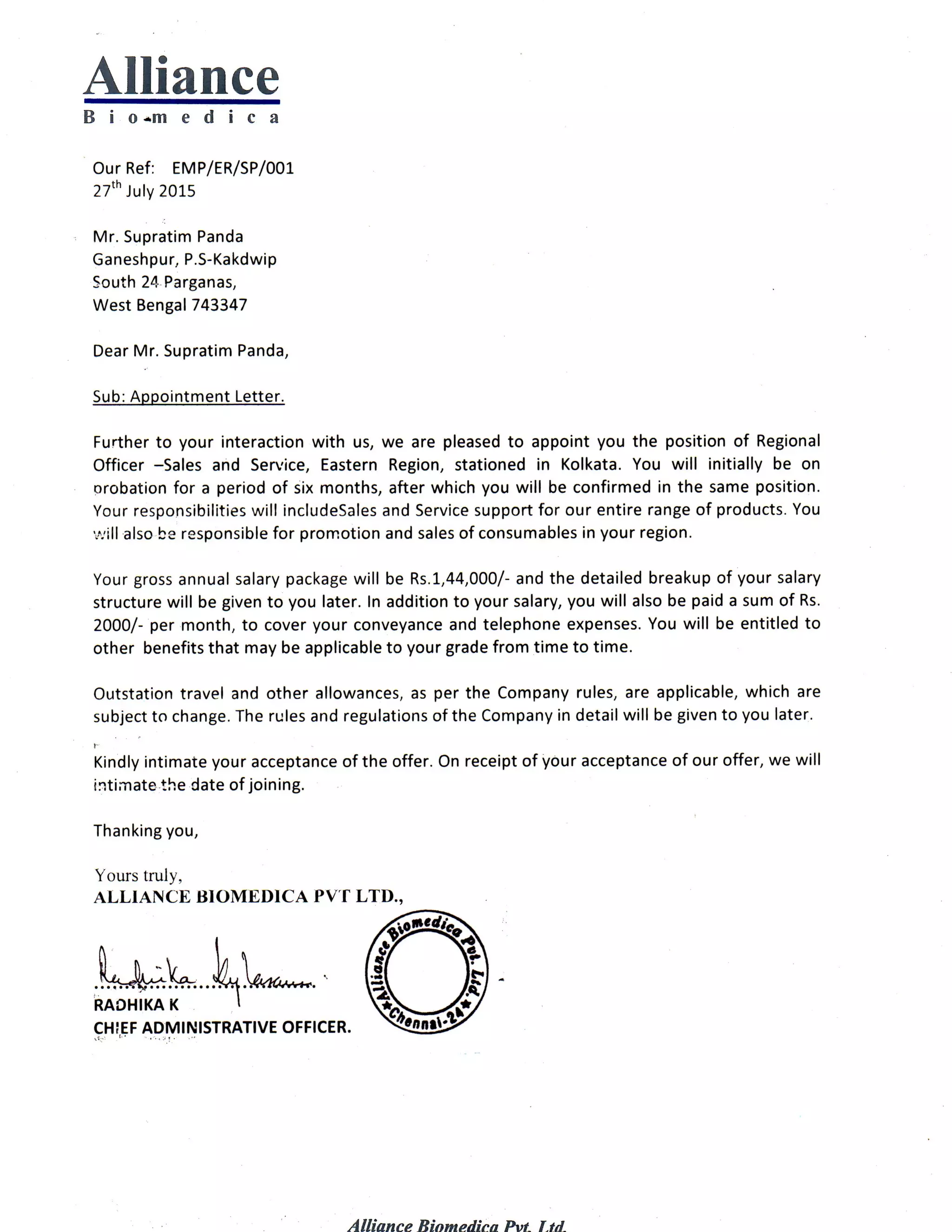 Appointment letter | PDF