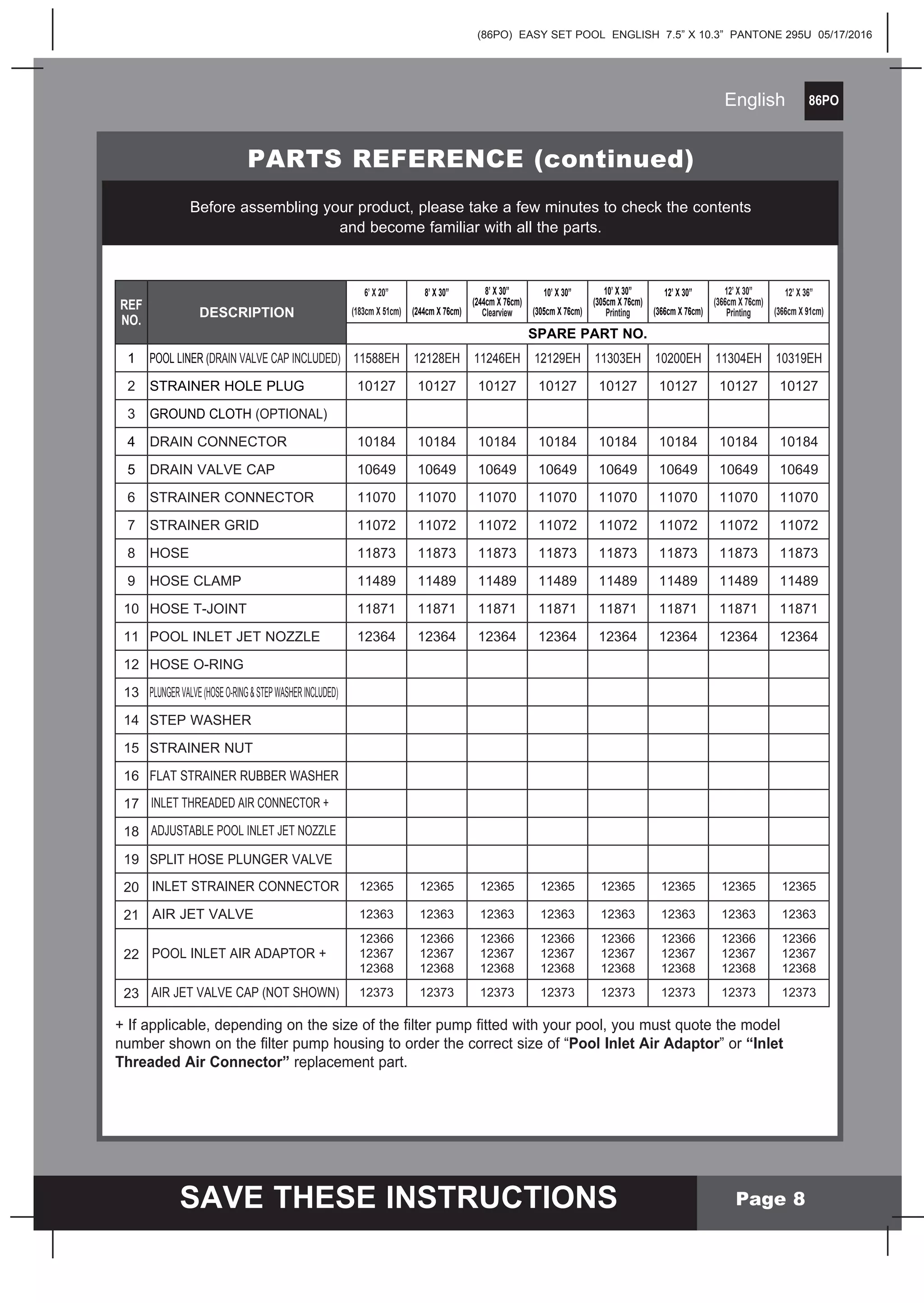 Easy Set Pool by Intex manual for 6 foot to 18 foot Swimming pools | PDF
