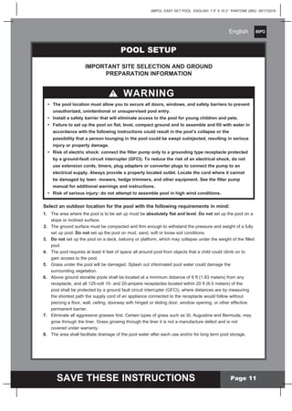 Easy Set Pool by Intex manual for 6 foot to 18 foot Swimming pools | PDF