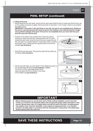 Easy Set Pool by Intex manual for 6 foot to 18 foot Swimming pools | PDF