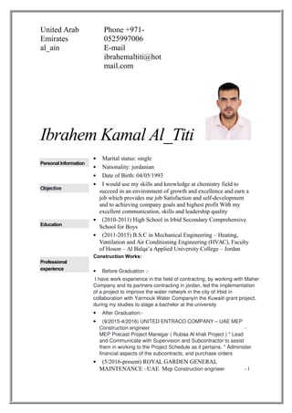 Ibrahem_al_titi_CV | PDF | Professional School | Postgraduate Education