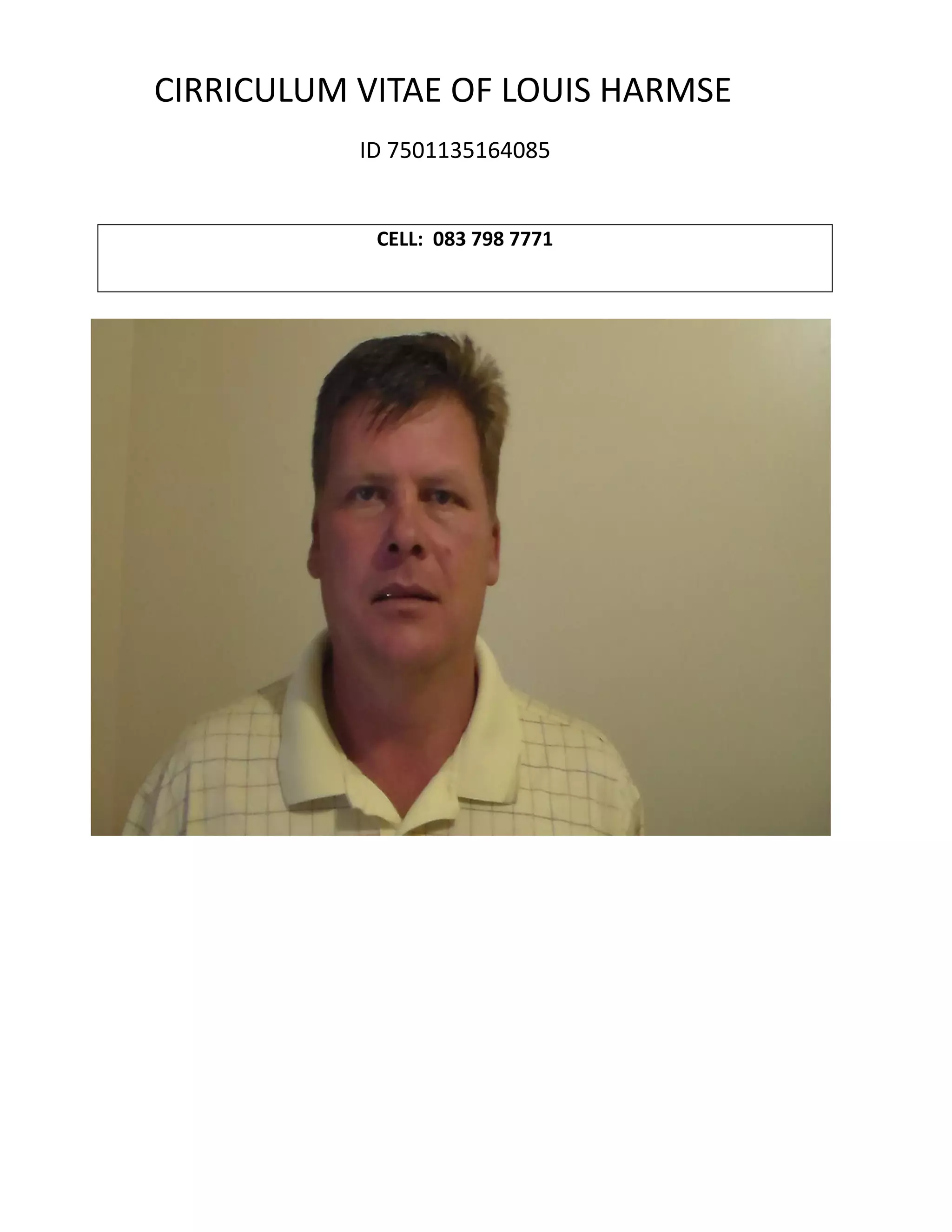 LOUIS HARMSE CV 2015 | PDF