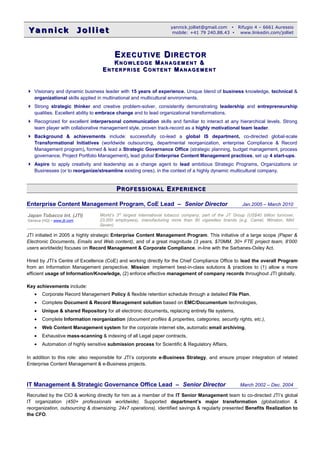 Resume Yannick Jolliet (v17 English) | DOC | Business Administration ...