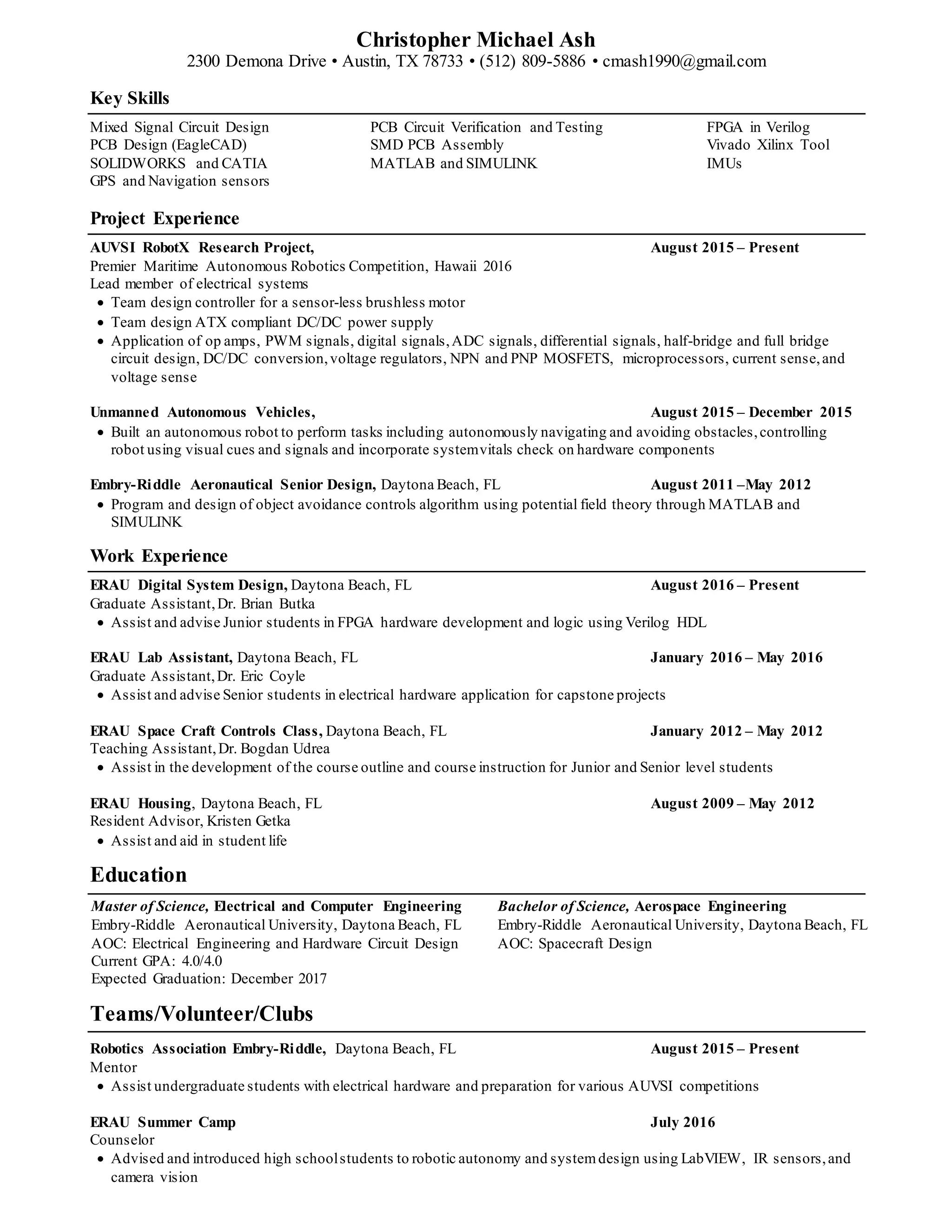 Chris Ash - Resume | PDF