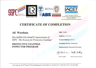 Sert. SSPC PCI Level 2 | PDF