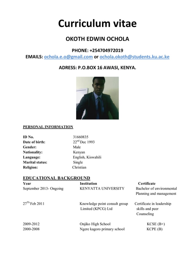 ochola edwin CV | PDF