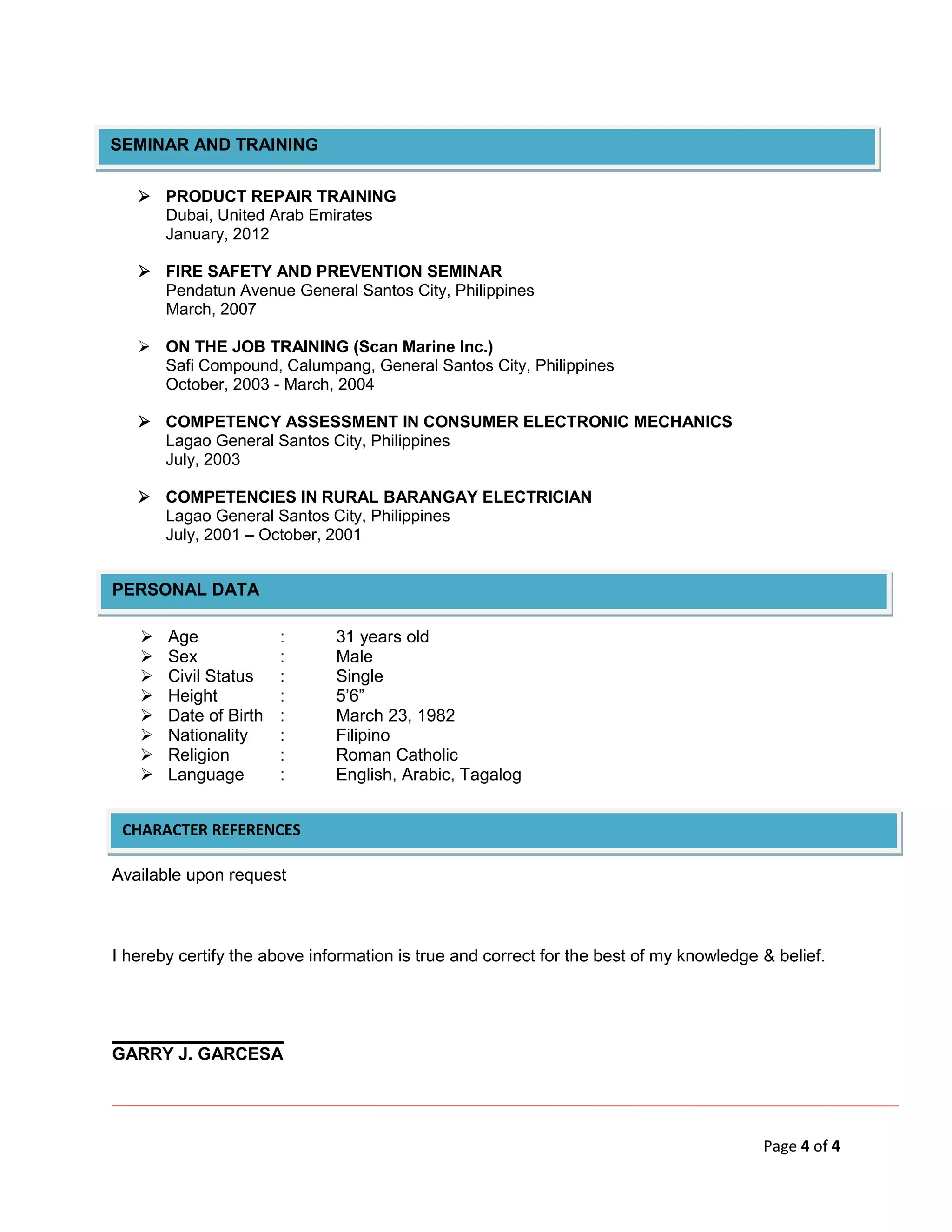 Resume of Garry | DOCX