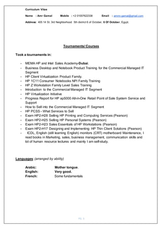 Amr Gamal CV | DOCX | Operating Systems | Computer Software and Applications