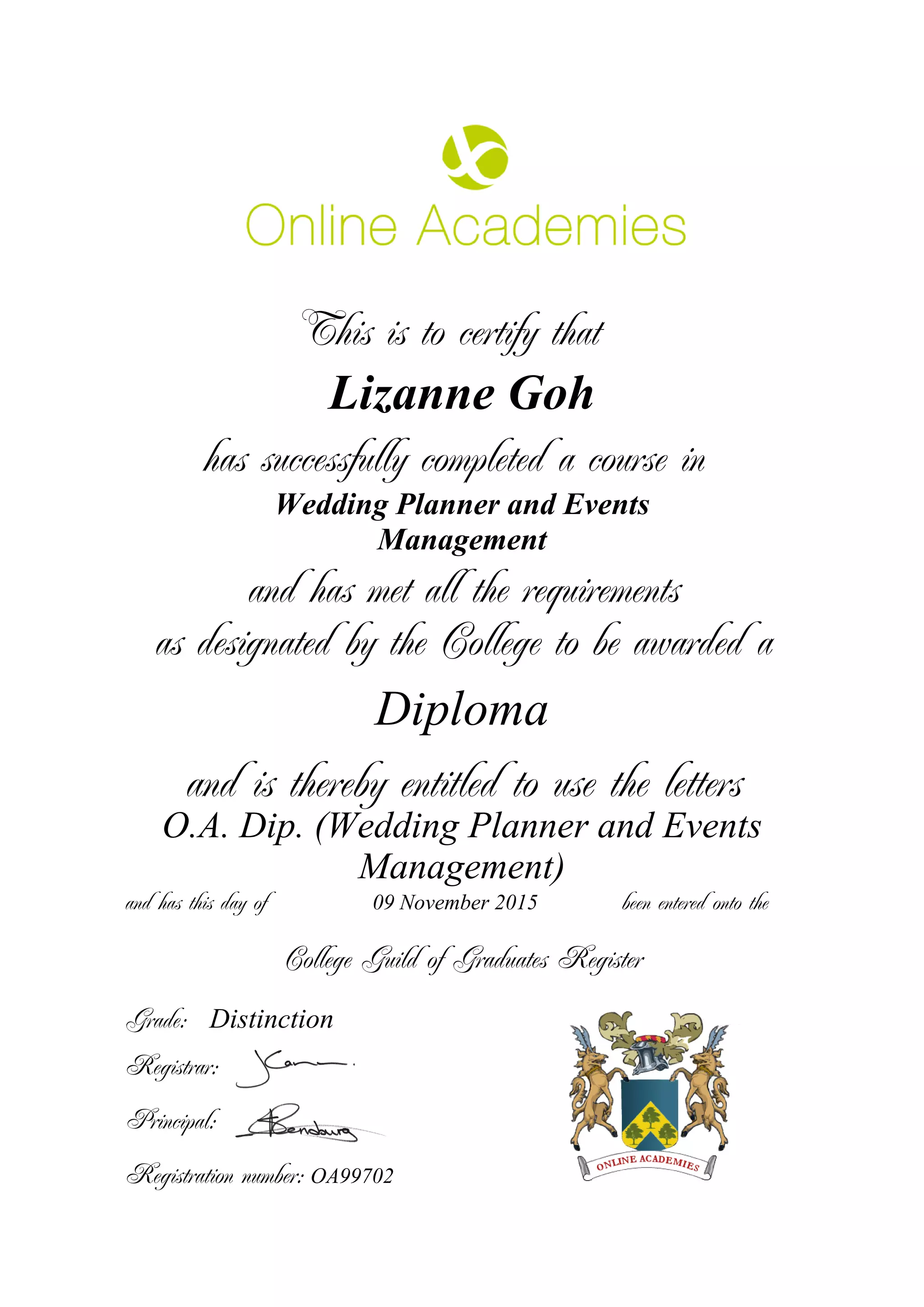 Diploma certificate wedding course | PDF