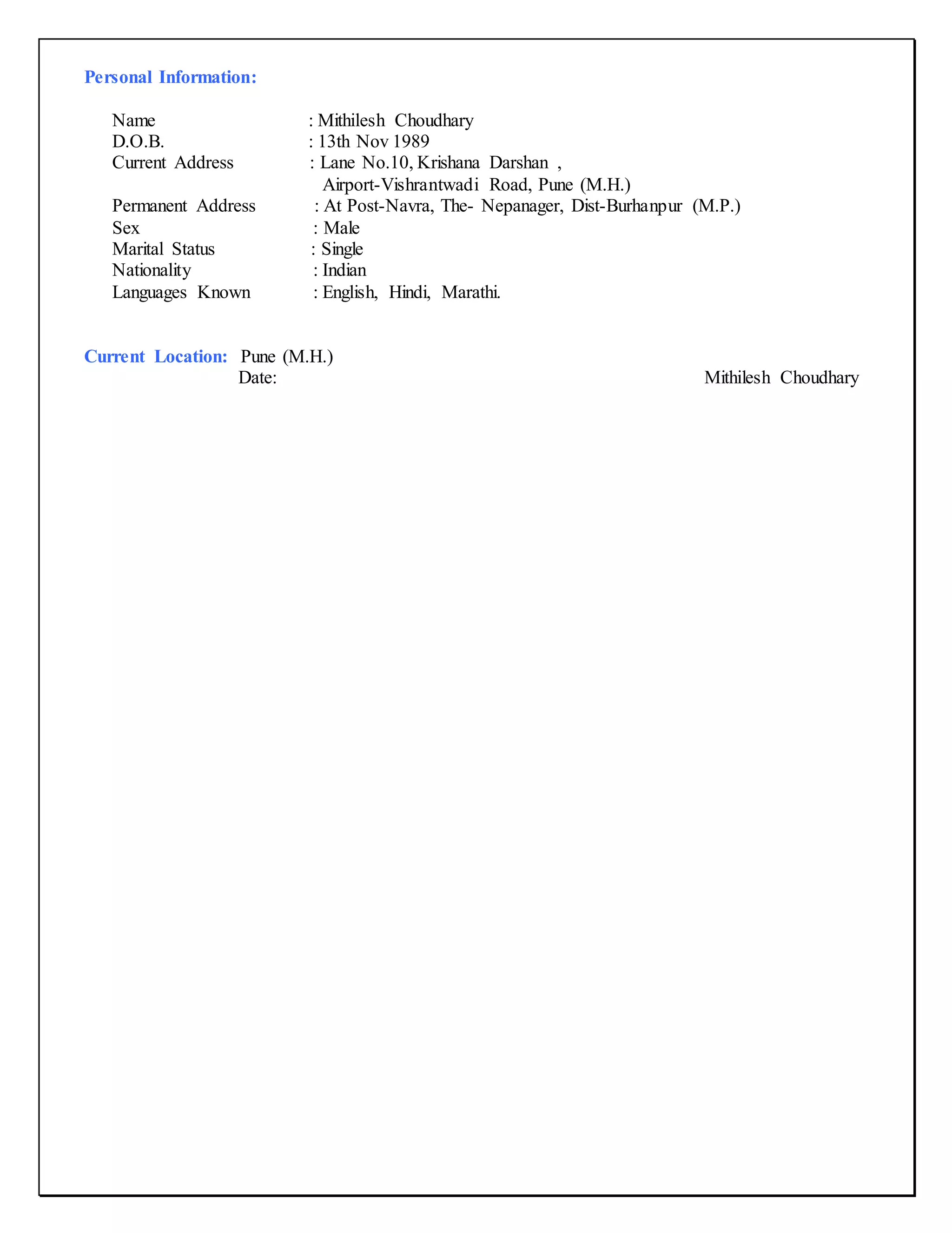 Resume_Mithilesh | PDF
