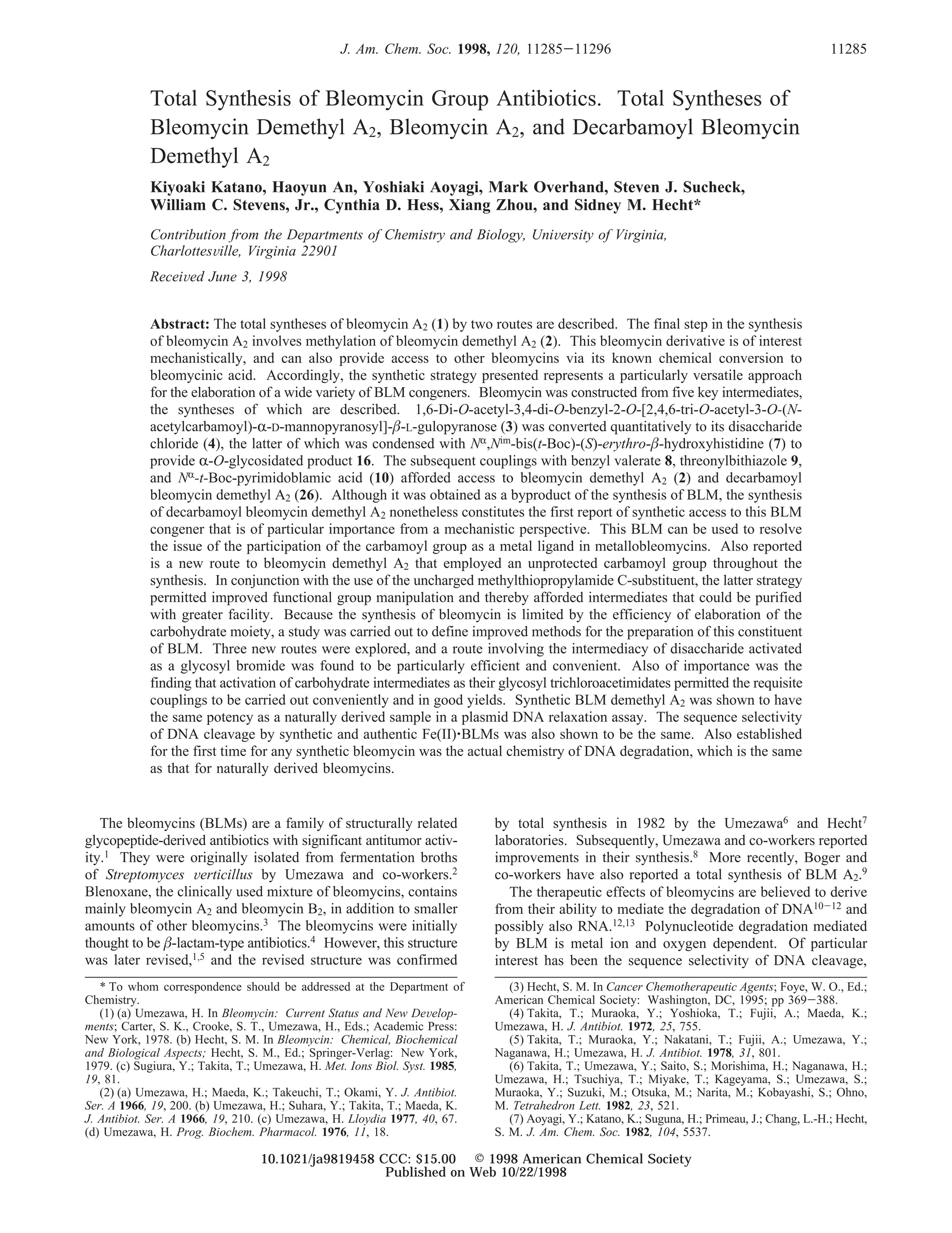 Bleomycin JACS98-11285 Harry | PDF
