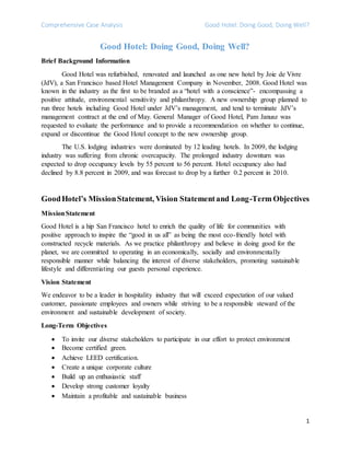Strategic Management Group Project 1 - Good Hotel | DOCX