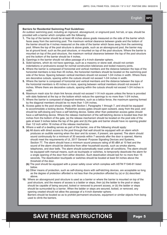 Oval fram Pool manual for intex swimming pools | PDF