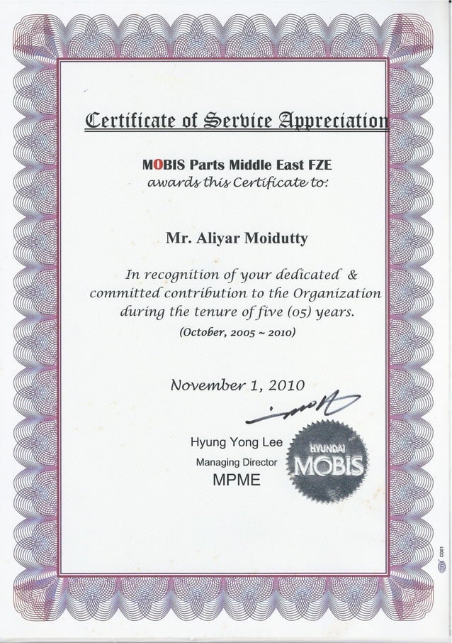 Service Appreciation Award Nov 2010 Pdf