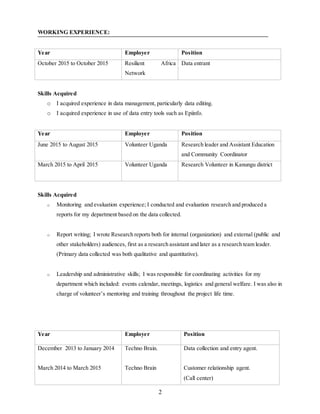 Asingwire's CV | DOCX | Business | Business and Finance