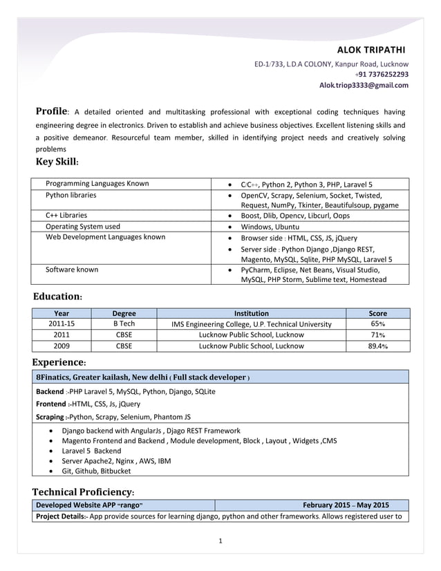 alok tripathi updated resume . (2) | PDF