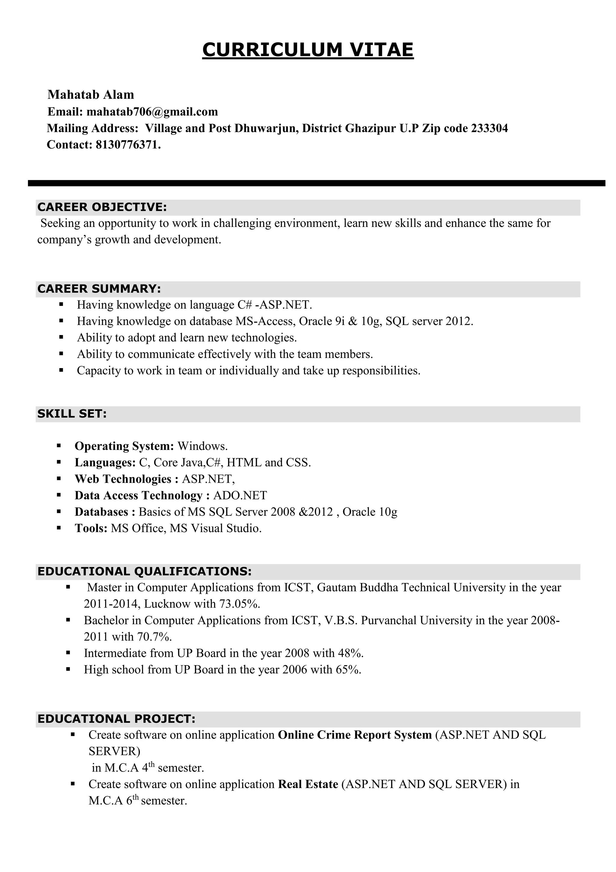 mahatab alam cvnew | PDF