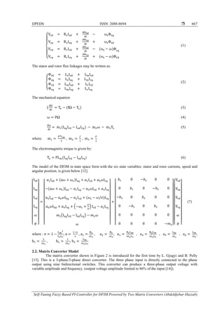 Self-Tuning Fuzzy Based PI Controller for DFIM Powered by Two Matrix Converters | PDF