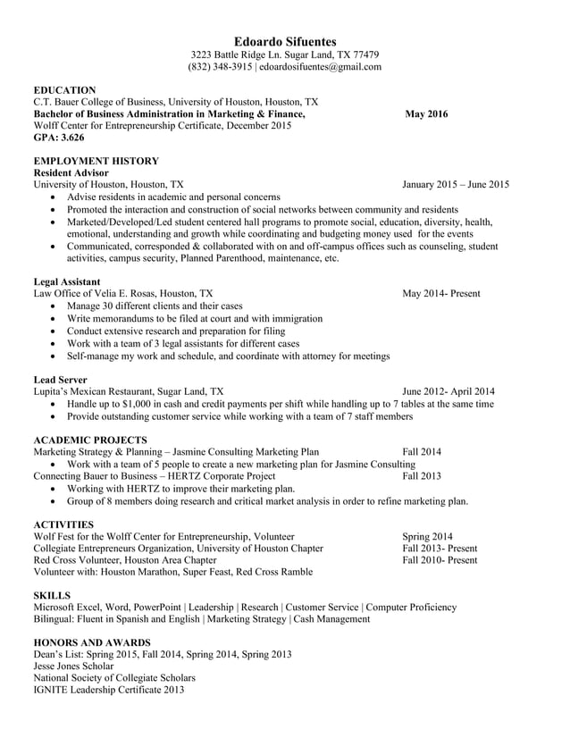 RESUME Spring 2015 | PDF
