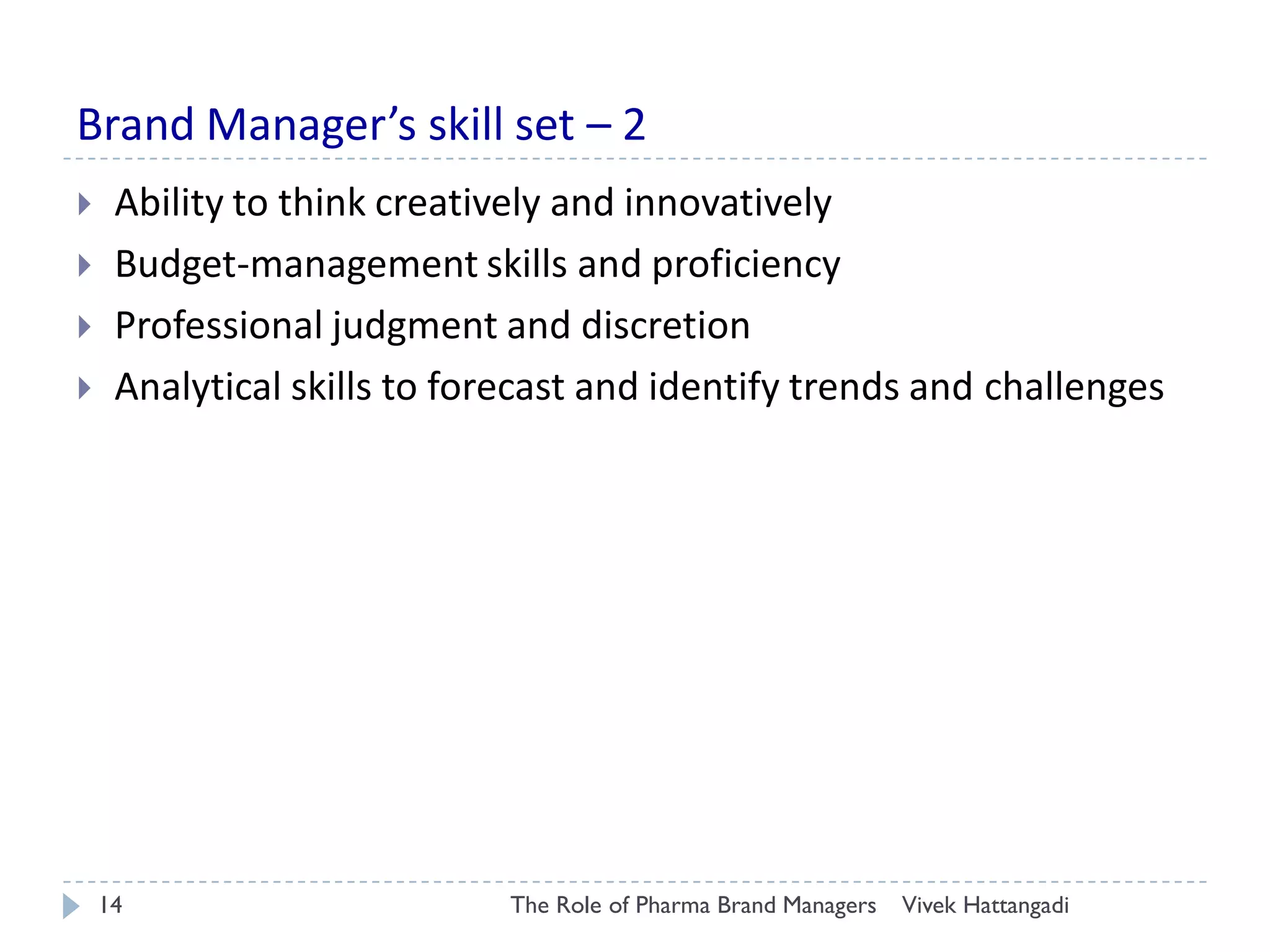 Role of Pharma Brand Manager | PDF