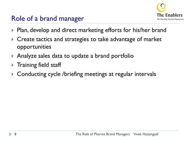 Role of Pharma Brand Manager | PDF