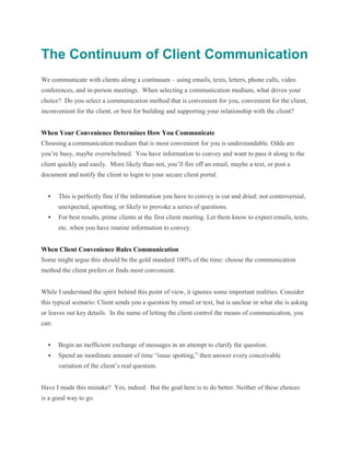 The Continuum of Client Communications | PDF