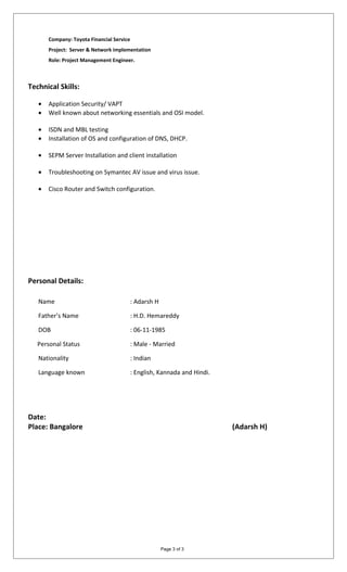 Adarsh Resume ISO27001 | DOC