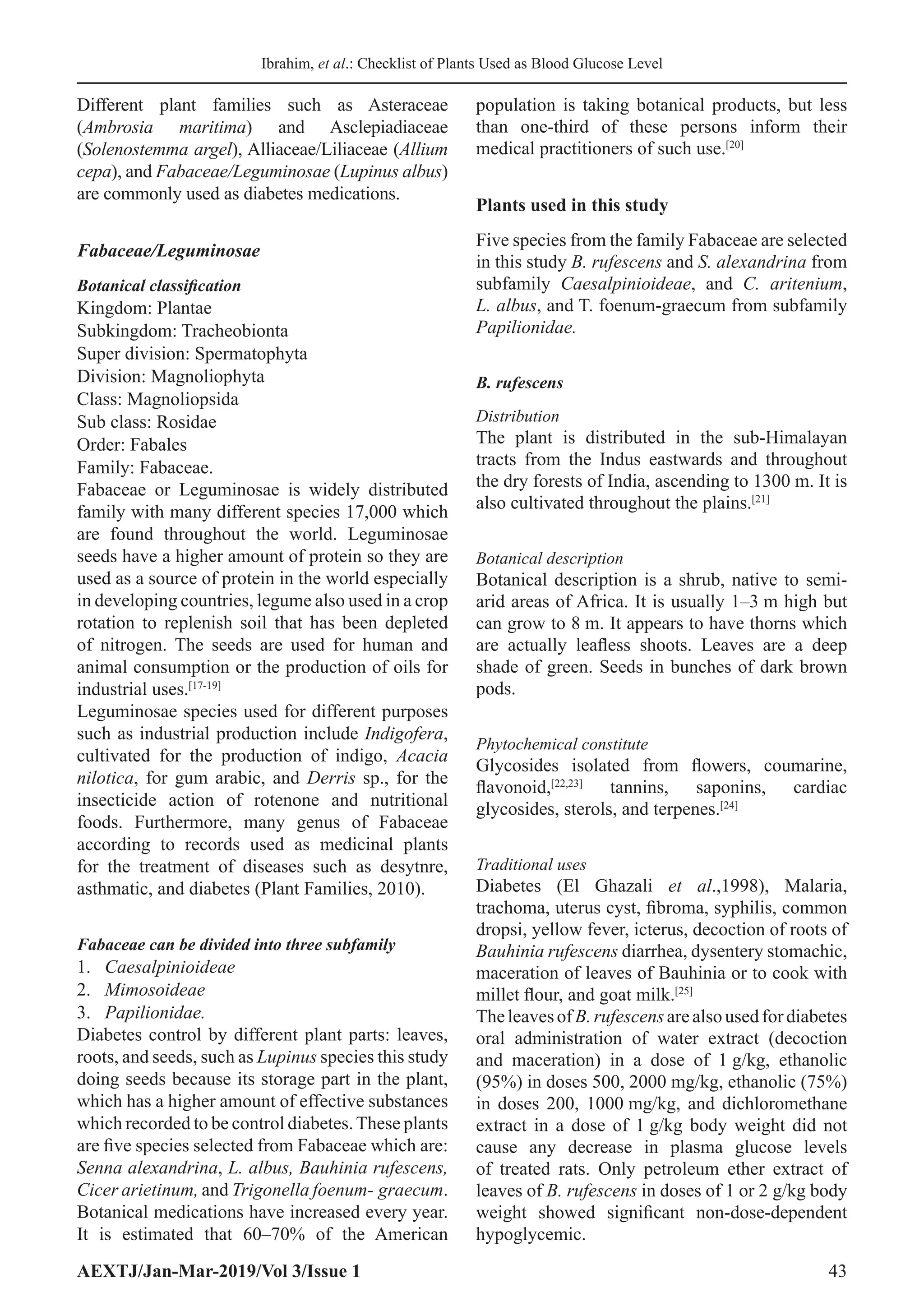 Checklist of Plants Used as Blood Glucose Level Regulators and ...
