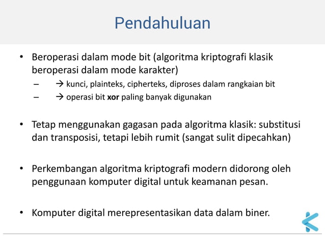 Kriptografi - Algoritma Kriptografi Modern | PPT
