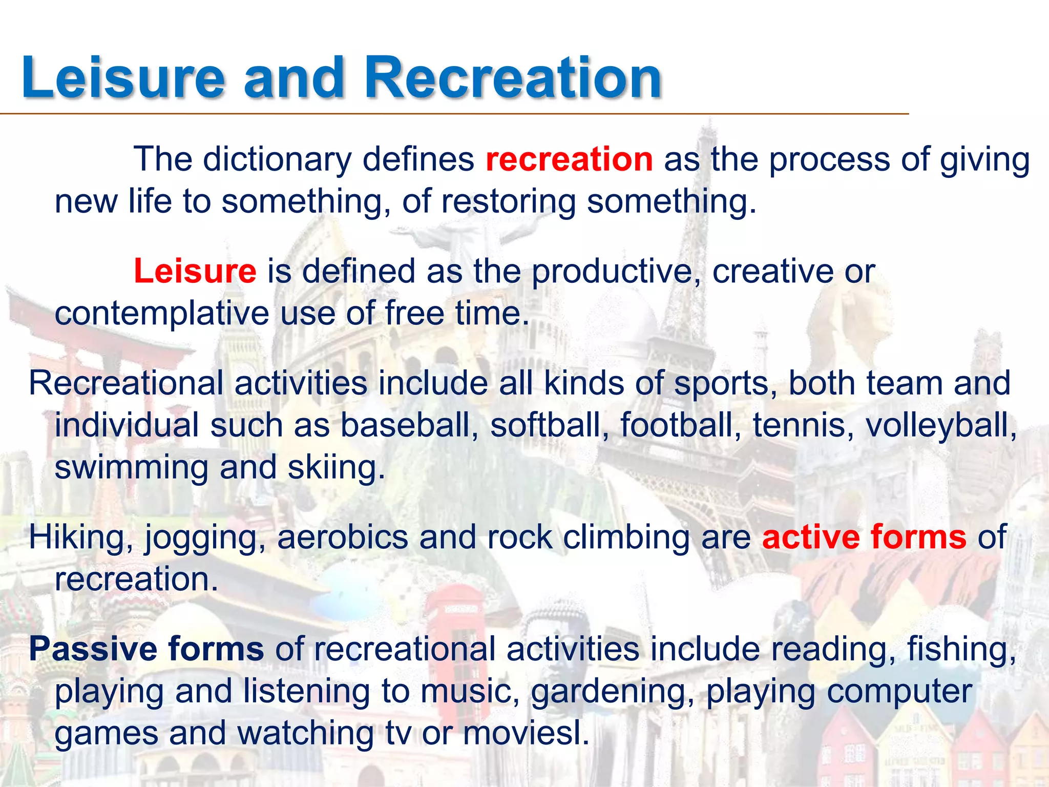 Attractions, Entertainment, Recreation, and Other Sectors - Tourism | PPTX