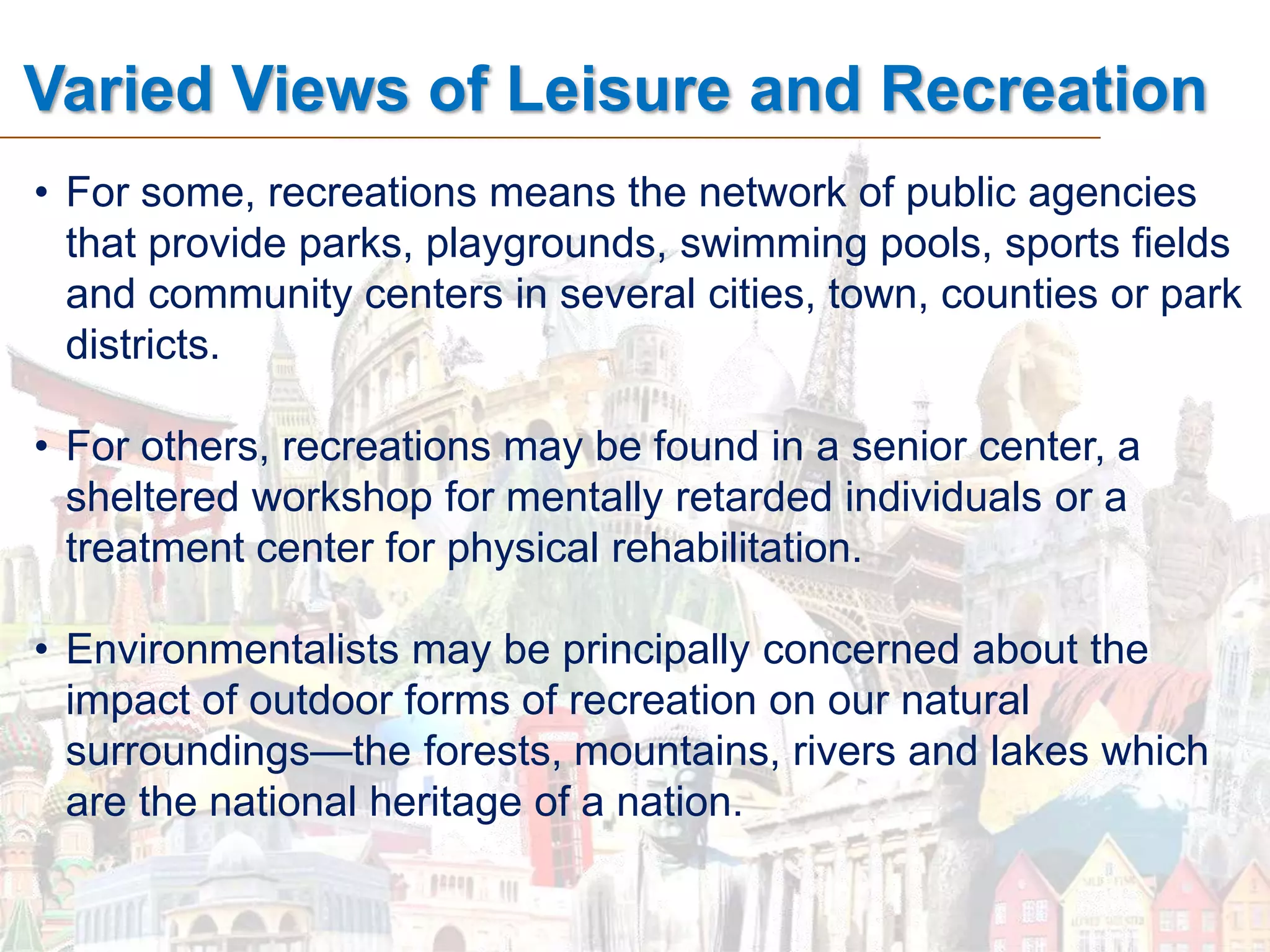 Attractions, Entertainment, Recreation, and Other Sectors - Tourism | PPTX