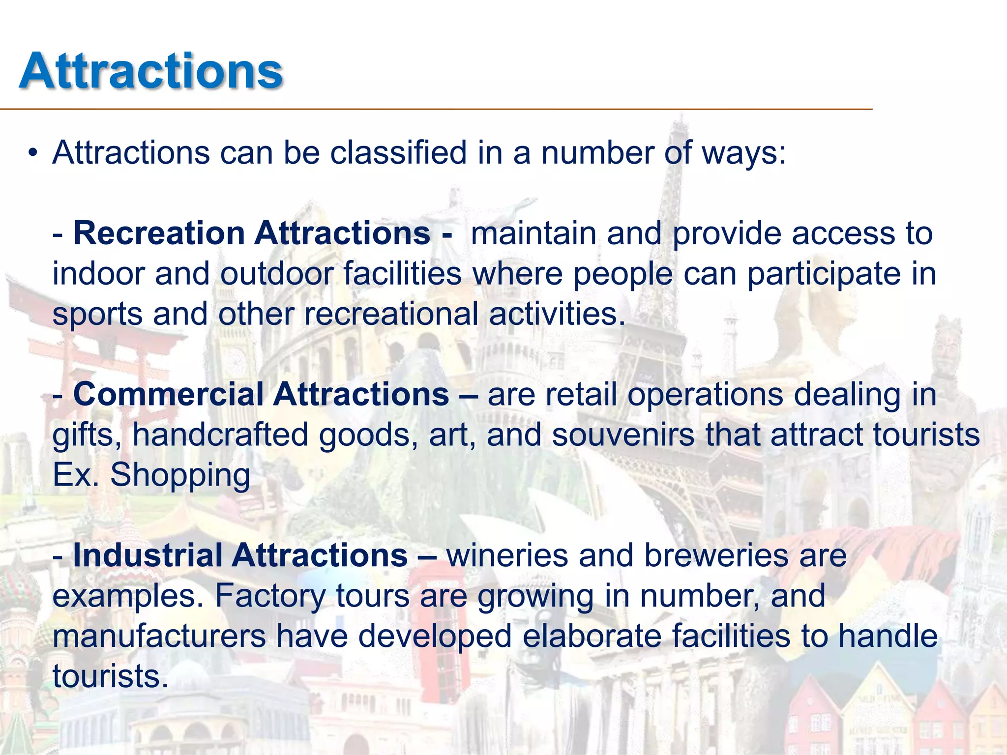 Attractions, Entertainment, Recreation, and Other Sectors - Tourism | PPTX