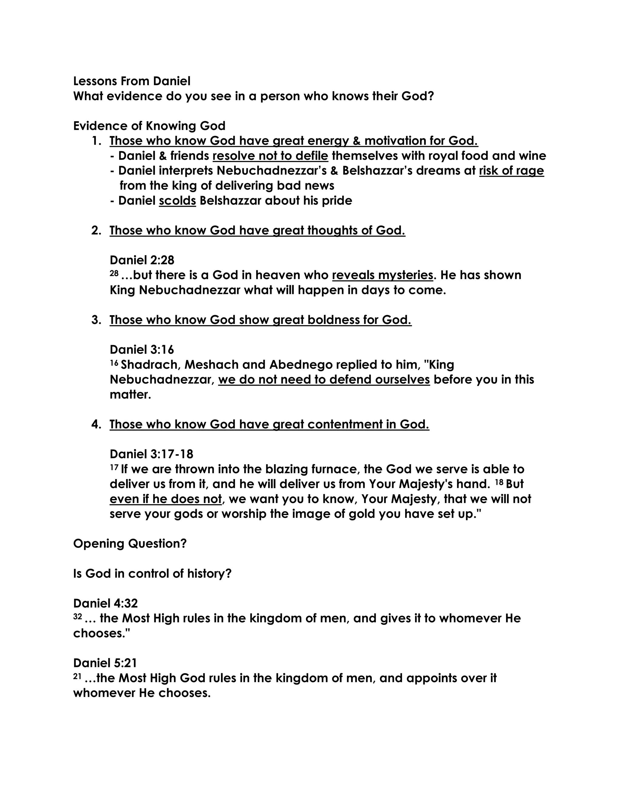 08 August 10, 2014, Daniel 4-5, God's Control of History | PDF
