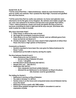 08 August 10, 2014, Daniel 4-5, God's Control of History | PDF