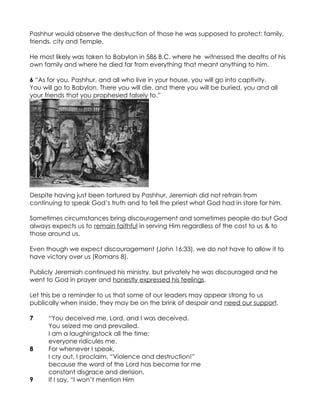 08 August 19, 2012 Jeremiah 20;1 13 Rise Above Discouragement | PDF