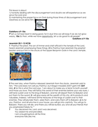 08 August 19, 2012 Jeremiah 20;1 13 Rise Above Discouragement | PDF