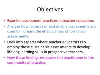 Sustainable Assessments in Teacher Education | PPT