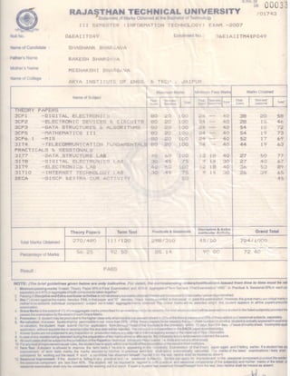 BTech Marksheets | PDF