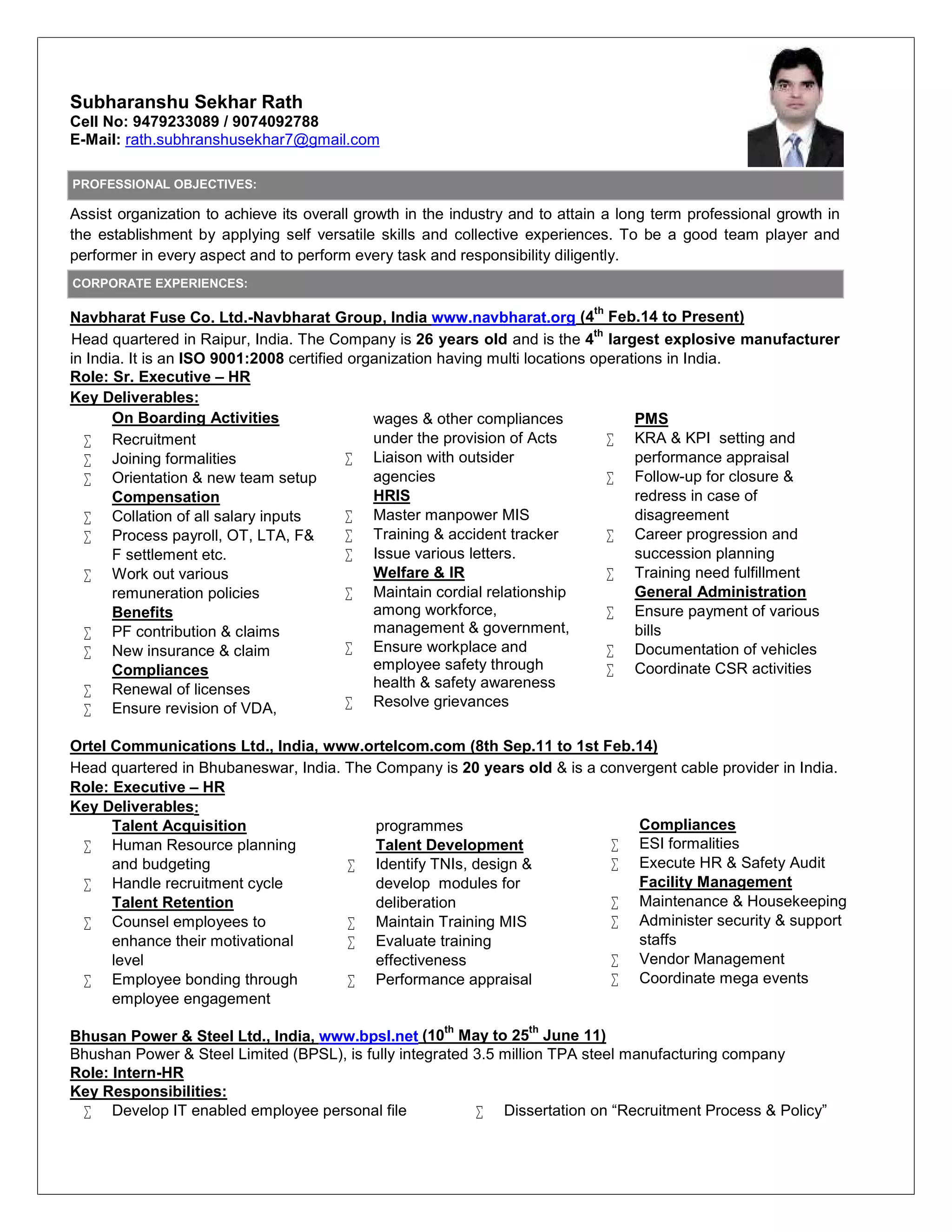 CV of Subharanshu Sekhar Rath(1) | PDF