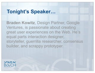 2012_08 BayCHI Welcome Slides | PPT