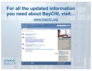 2012_08 BayCHI Welcome Slides | PPT
