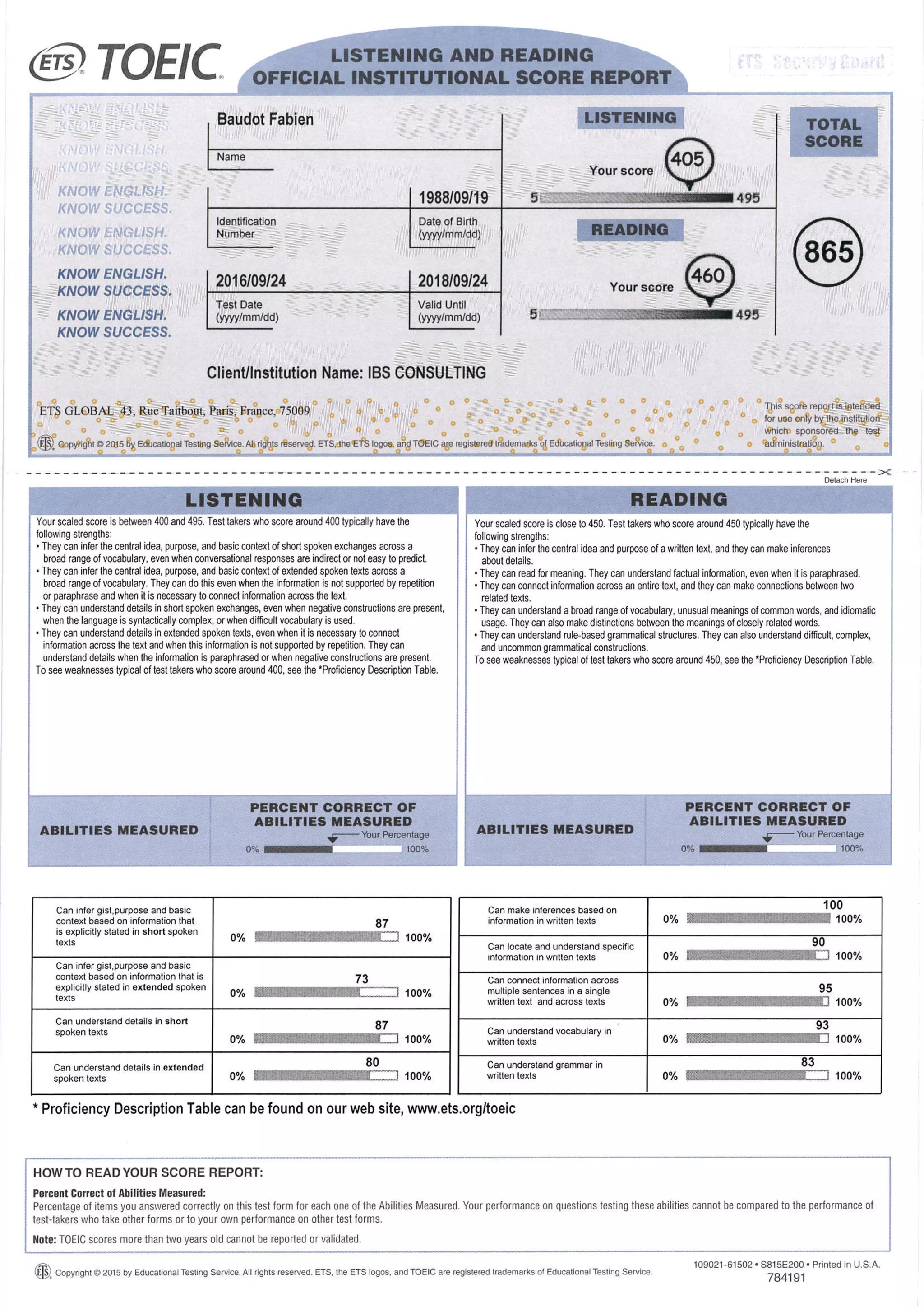 TOEIC results | PDF