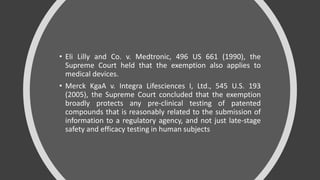 Key terms Patent Act Term #8: Bolar Exception | PDF