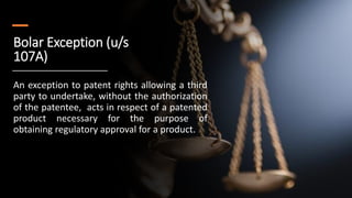Key terms Patent Act Term #8: Bolar Exception | PDF