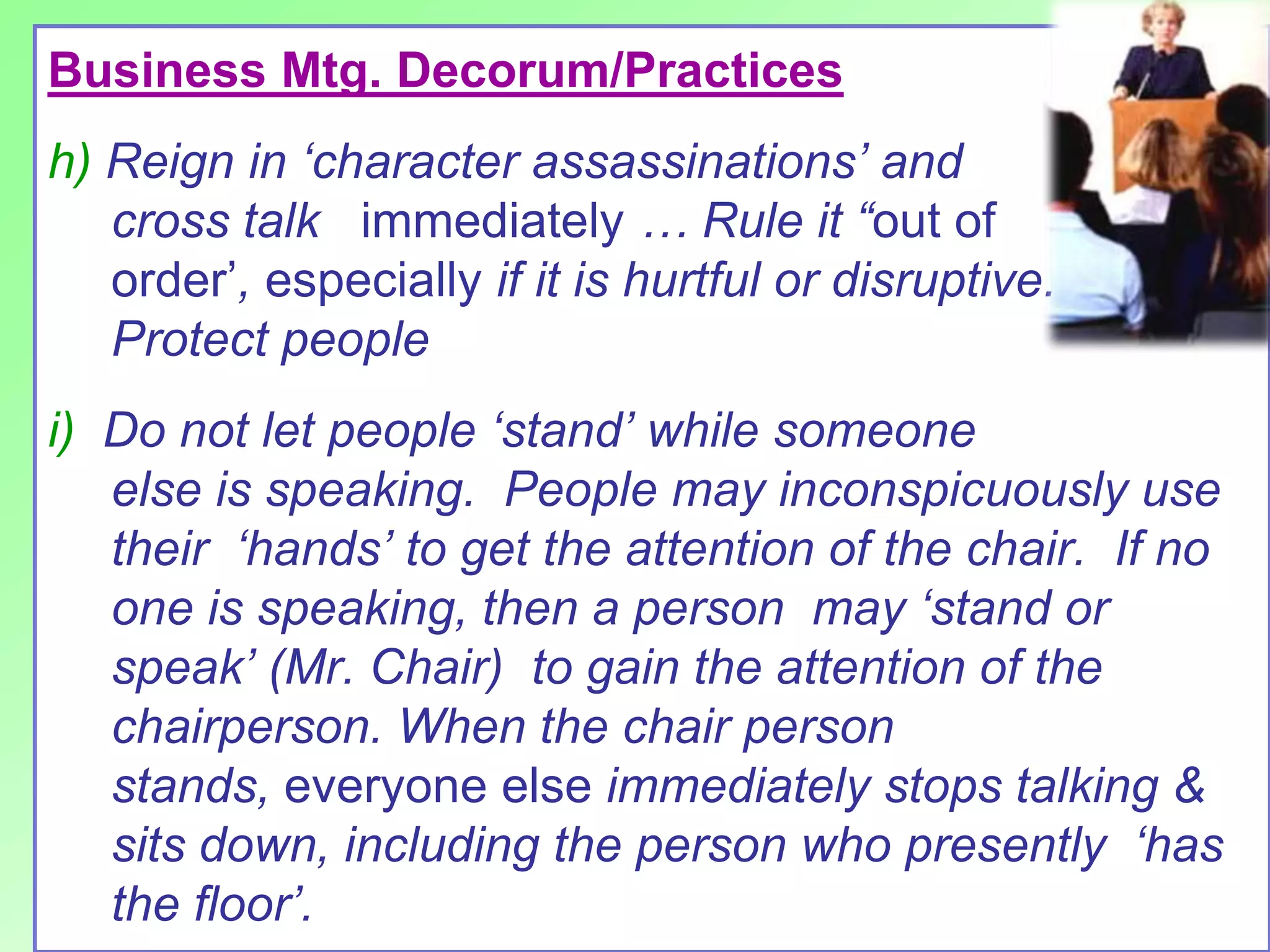 8 Business meeting decorum | PPTX