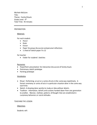 Lesson Plan Family Ritual | PDF