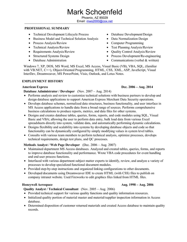 Mark Schoenfeld - Resume 2016 | DOC