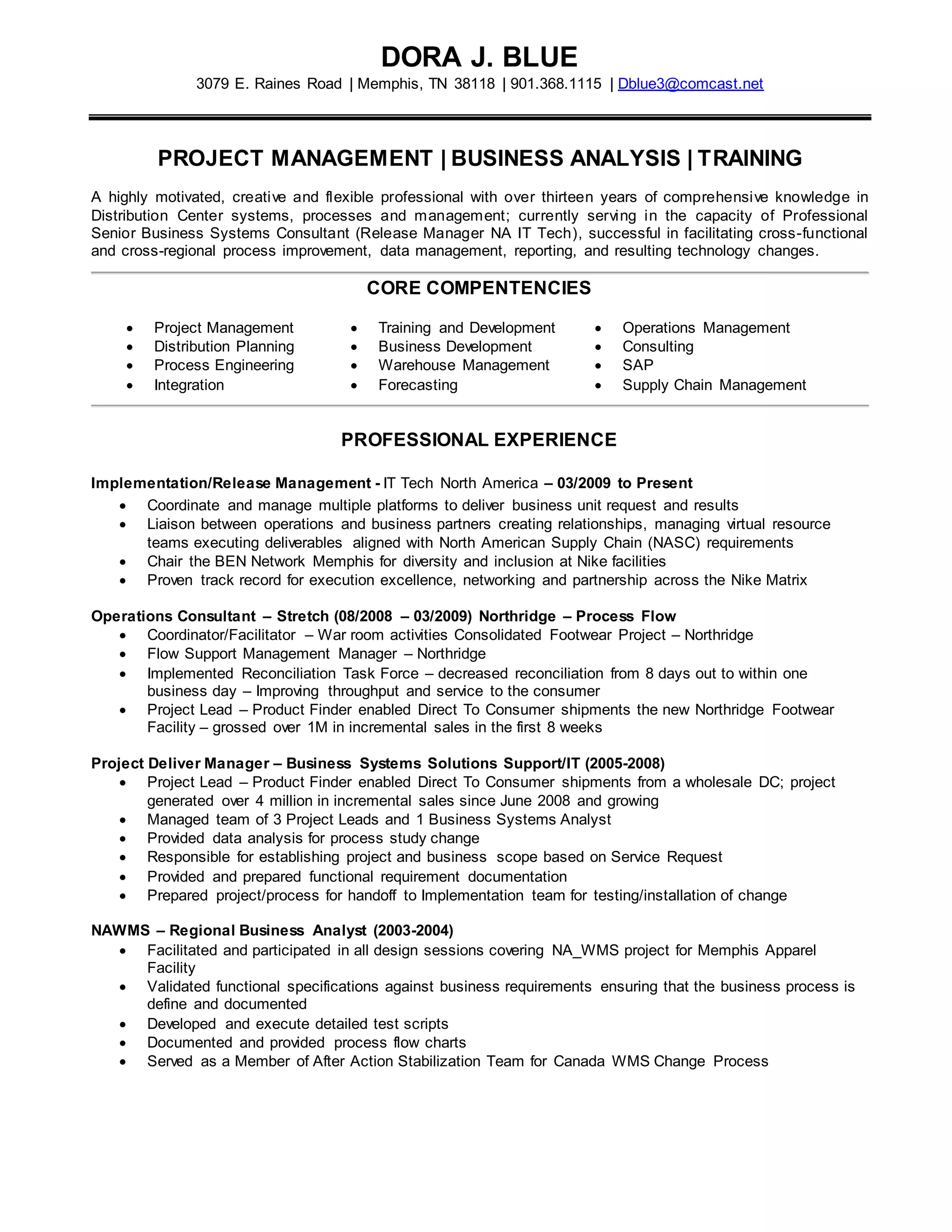 Dora J Blue - Resume 2015 | DOCX