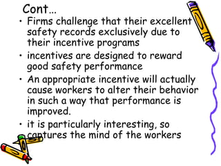 Safety incentives in civil engineering ppt | PPT