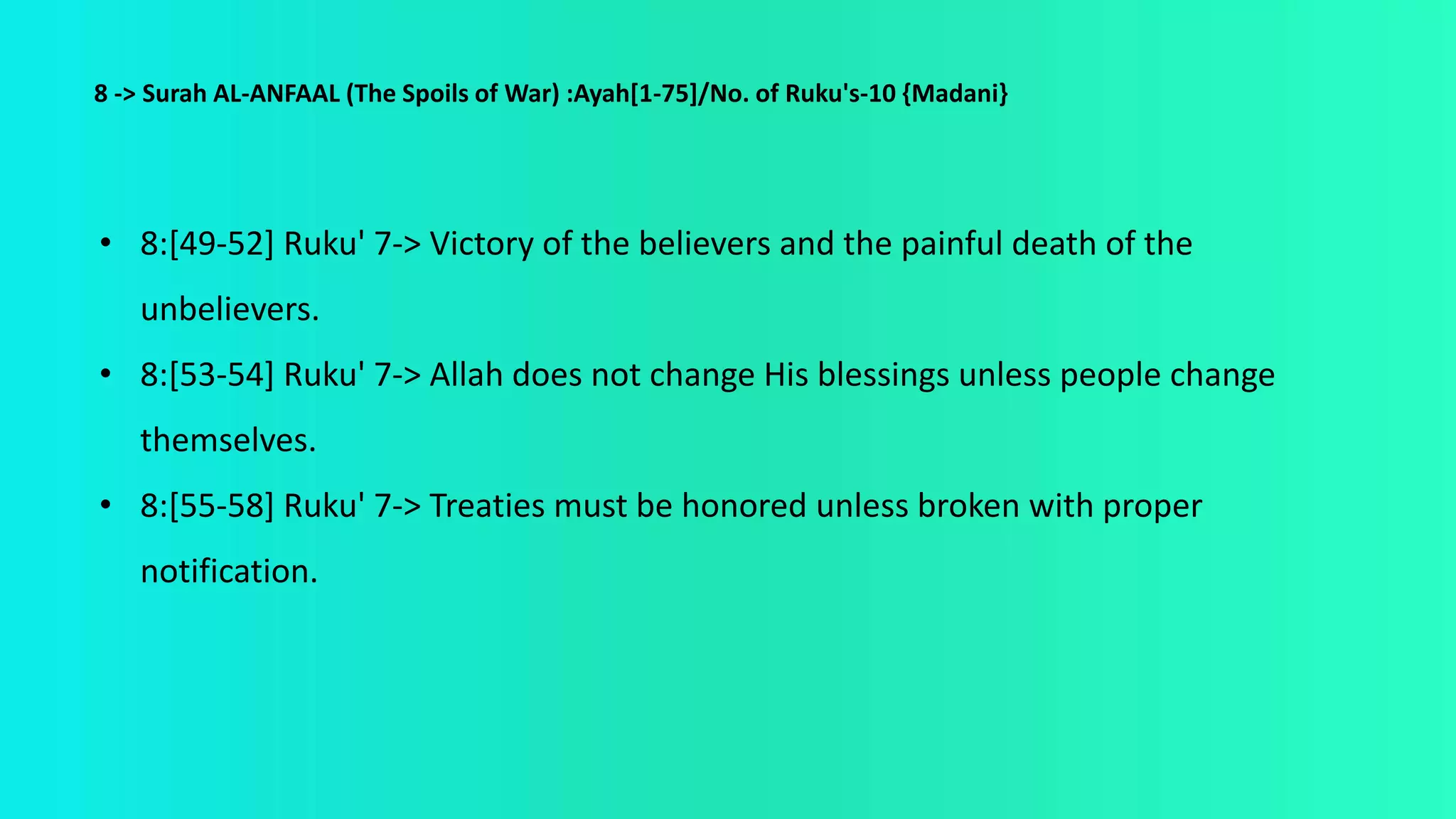 08 contents of surah al anfaal | PPT
